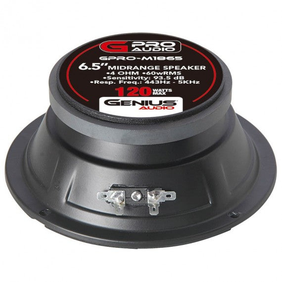 ALTAVOZ MEDIO ALTO PRO AUDIO 6.5" CANASTA SELLADA 120 WMAX – Genius Audio